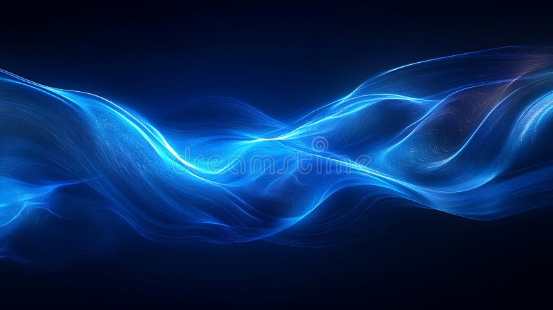 Abstract Blue Energy Waves Flowing on Dark Background for Creative ...