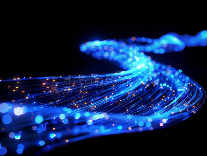 Dynamic Blue Fiber Optic Light Stream. Abstract Background. Generative ...