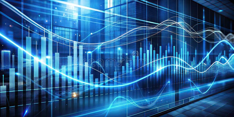 Dynamic Blue Financial Data Visualization a Sophisticated Long Exposure ...