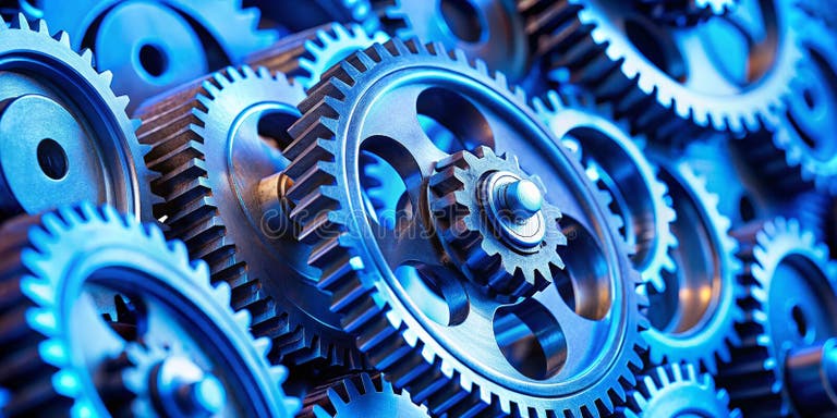 Dynamic Blue Gear Abstract Background Exploring Complex Mechanical and ...