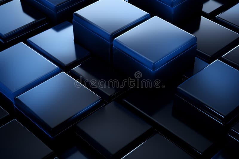 Dynamic Blue Geometric Shapes Conveying Depth and Structure in Abstract ...