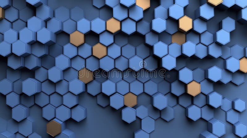 Dynamic Blue Hexagon Arrangement Abstract Design Digital Art Modern ...