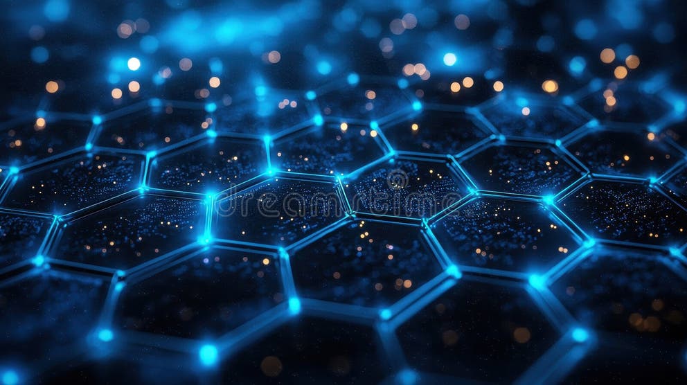 Dynamic Blue Hexagonal Abstract Background Visual Concept in Technology ...