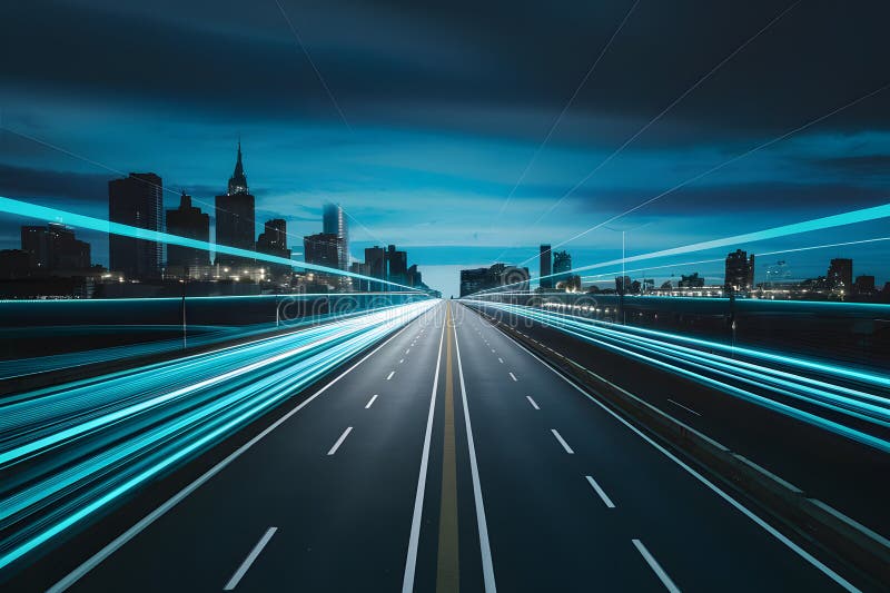 Dynamic Blue Highway Animation Creates Engaging Motion Backdrop Stock ...