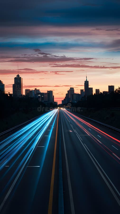 Dynamic Blue Highway Animation Creates Engaging Motion Backdrop Stock ...