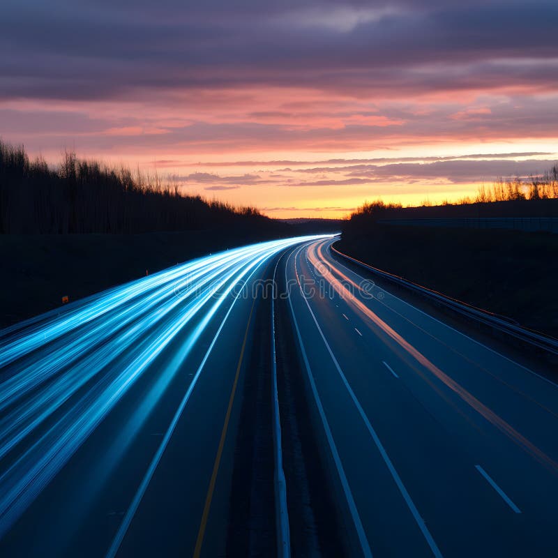 Dynamic Blue Highway Animation Creates Engaging Motion Backdrop Stock ...