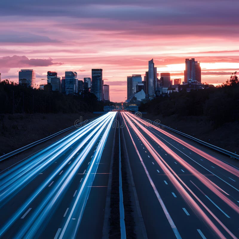 Dynamic Blue Highway Animation Creates Engaging Motion Backdrop Stock ...