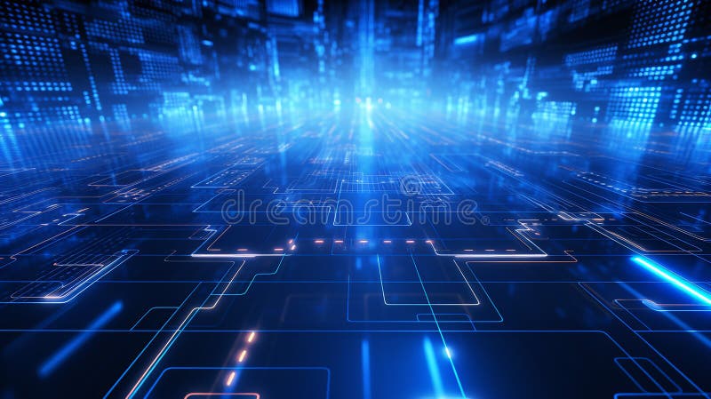 Dynamic Blue Internet Technology Background with Digital Circuits and ...