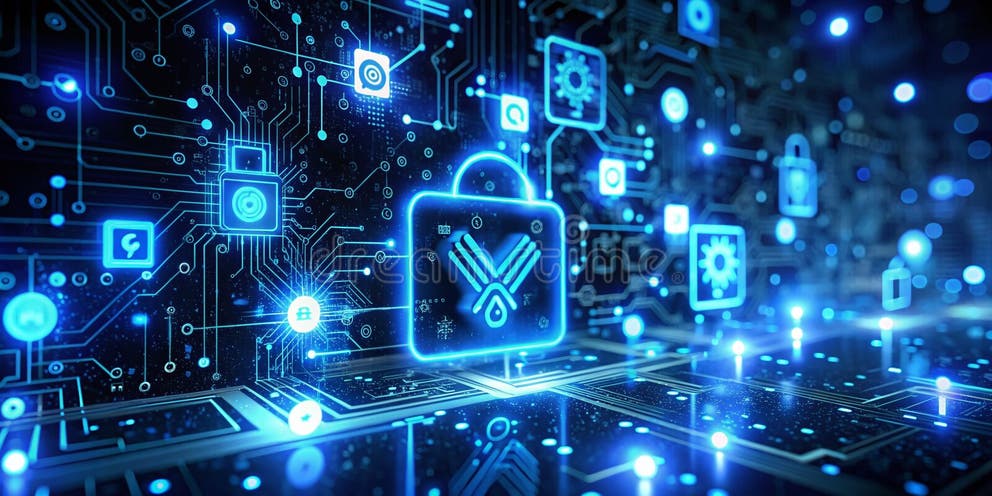 Dynamic Blue IoT Network Futuristic 3D Motion Graphic Illustrating ...