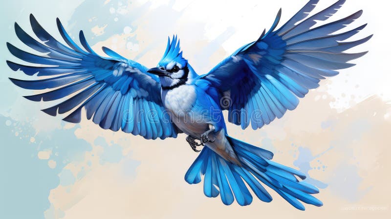 Dynamic Blue Jay Illustration Stock Illustration - Illustration of wings, beauty: 361142346