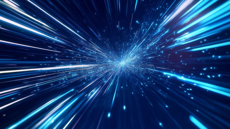 Dynamic Blue Light Explosion with Motion Effect in Dark Background ...