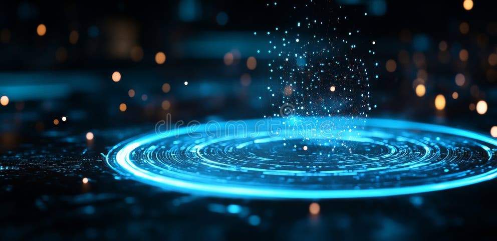 Dynamic Blue Light Particles Moving Above a Digital Circular Interface ...