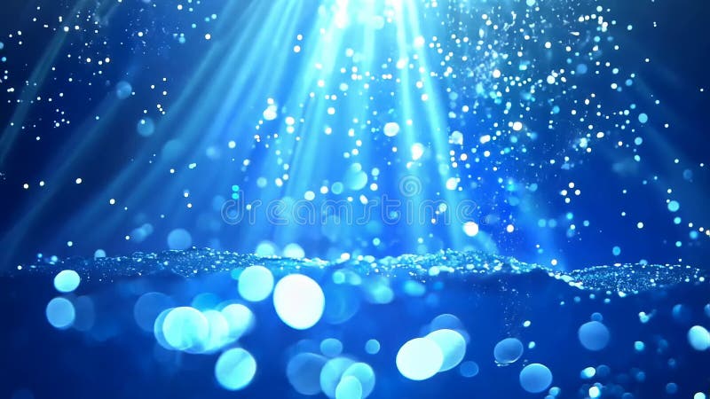 Dynamic Blue Light Rays and Bokeh Effect in Water Scene Stock Video ...