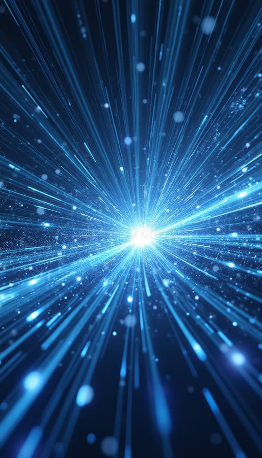 Dynamic Blue Light Rays Radiating from a Central Point Stock Photo ...