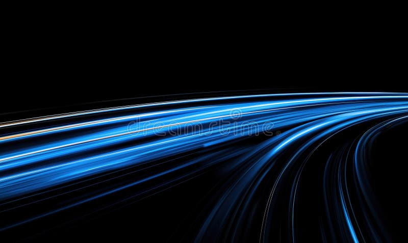 Dynamic Blue Light Trails on Black Background Creating a Sense of ...