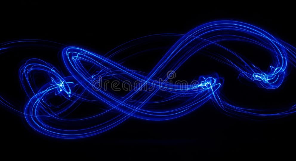 Dynamic Blue Light Trails Creating Vibrant Infinity Symbol on Black ...