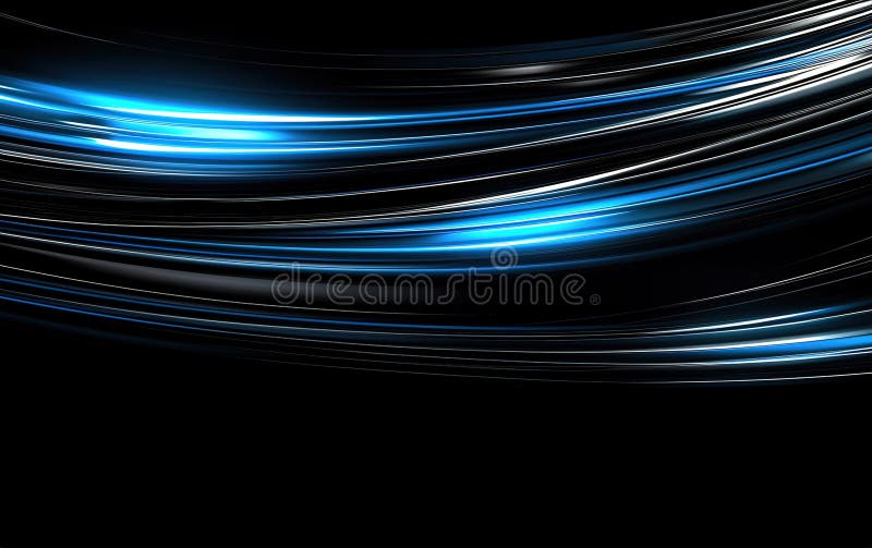 Dynamic Blue Light Waves Flowing Against a Black Background, Creating a ...