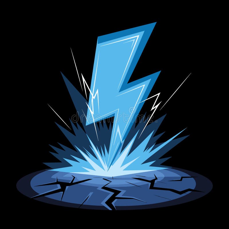 Dynamic Blue Lightning Bolt with Explosive Effects Stock Vector ...