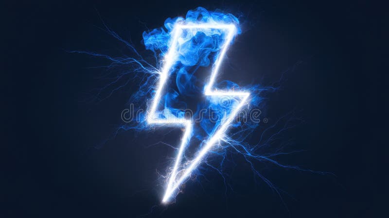 Dynamic Blue Lightning Bolt Illustration on a Dark Background, Evoking ...