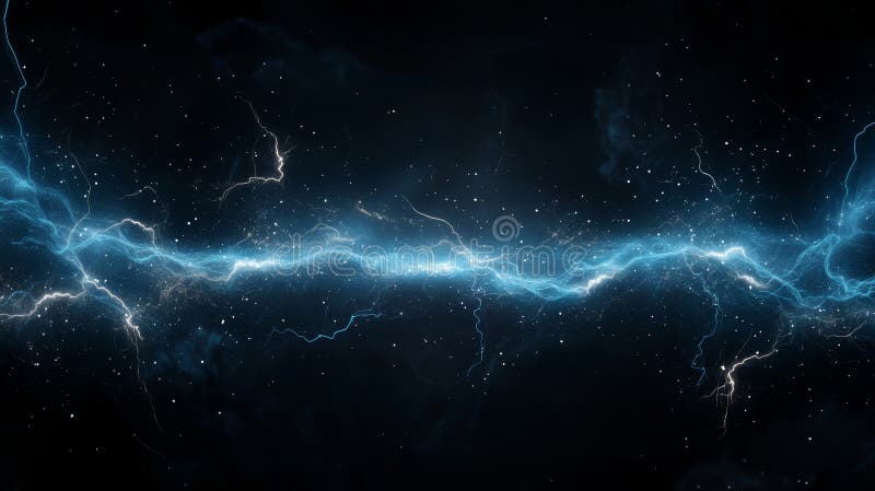 Dynamic Blue Lightning Strikes Against a Dark Background, Creating an ...