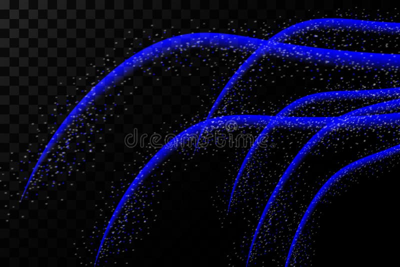 Dynamic Blue Lines, Waves with Bokeh Glow Effect. Ash Dust and Blensk ...
