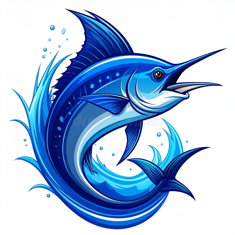 Powerful Blue Marlin Bursts Stock Illustrations – 10 Powerful Blue ...