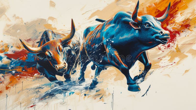 Dynamic Blue and Orange Bull Artwork Stock Image - Image of dynamic ...
