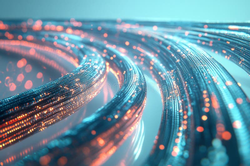 Dynamic Blue and Orange Fiber Optic Cables in Motion Symbolizing High ...