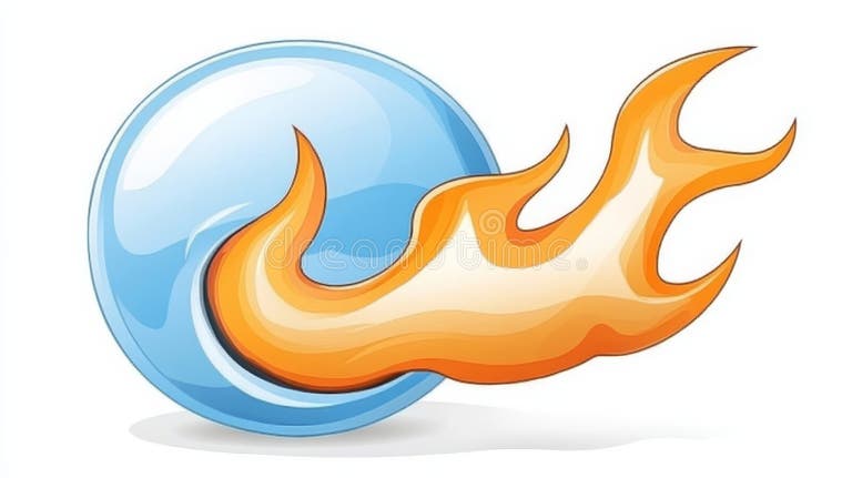Dynamic Blue and Orange Fire Ball with Striking Flame Blue Stock ...