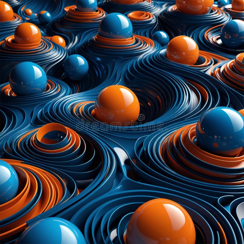 Dynamic Blue and Orange Orbital Waves. Stock Image - Image of modern ...