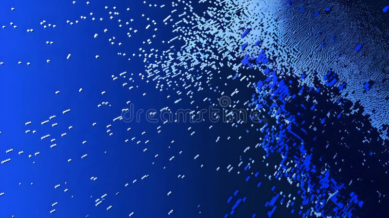 Abstract Blue Texture with Dynamic Particles. Modern Digital Backdrop ...