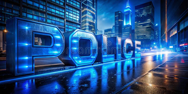 Dynamic Blue Police Text Effect Editable Night Photography Background ...