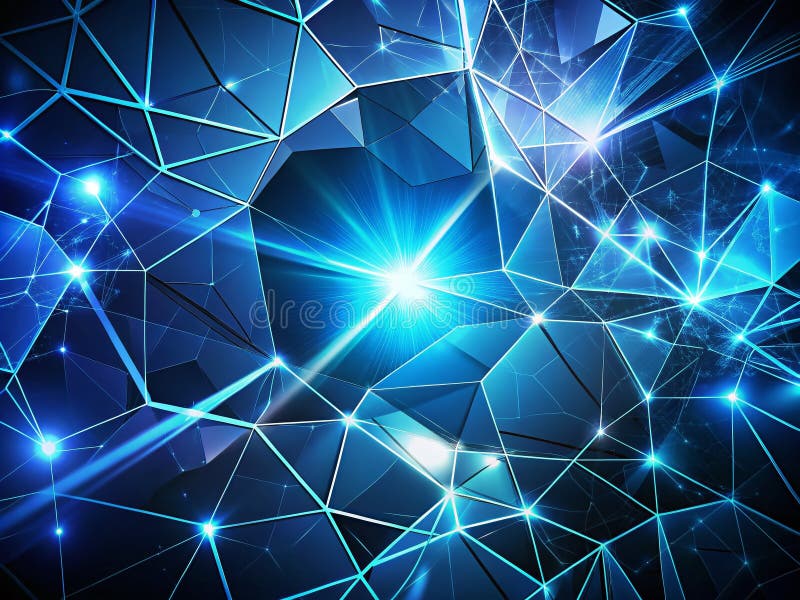 Dynamic Blue Polygon Fractal Design a Futuristic Visual Representing ...