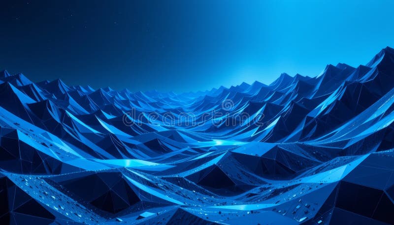 Dynamic Blue Polygons Forming a High-tech Abstract Landscape. Stock ...