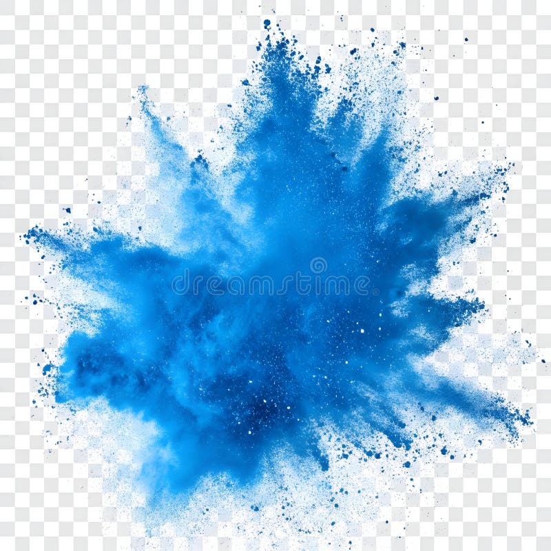 Dynamic Blue Powder Explosion Isolated on Transparent Background Stock ...