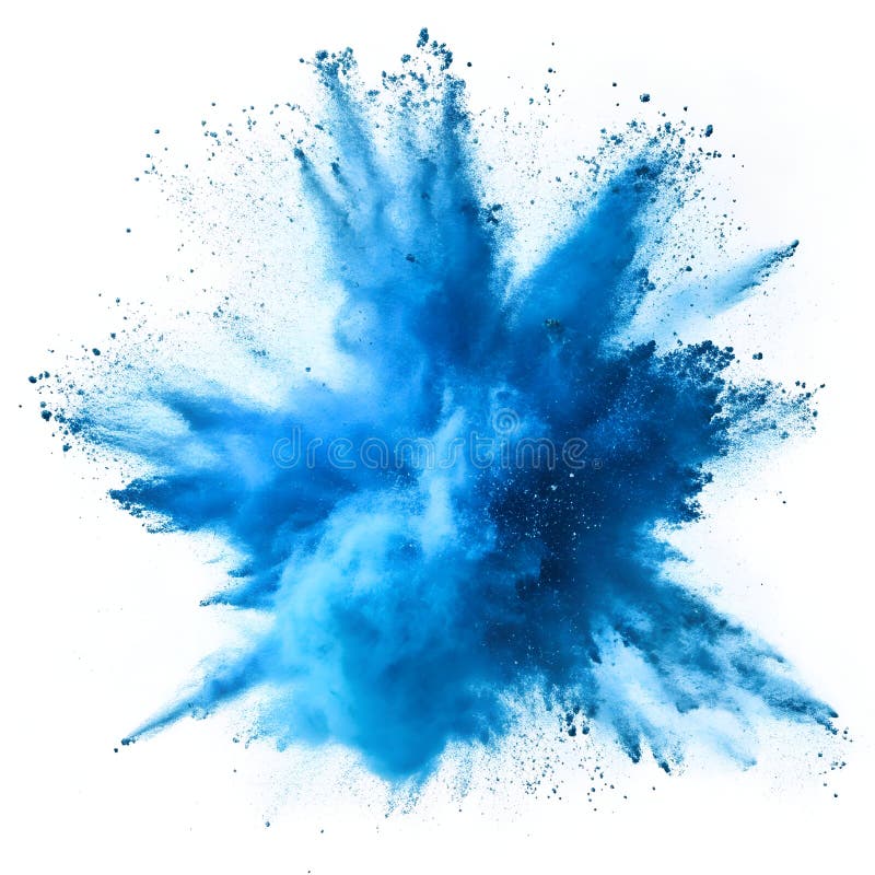 Dynamic Blue Powder Explosion Isolated on White Background Stock ...