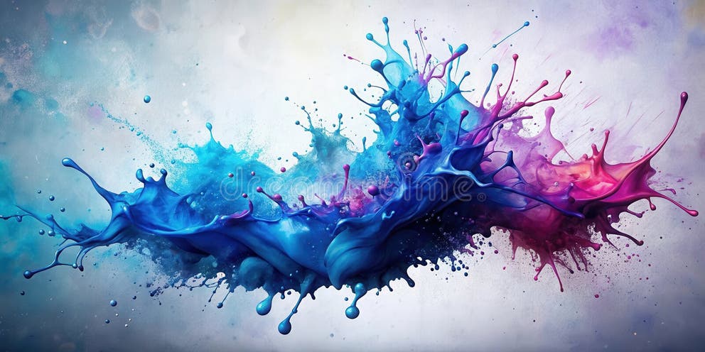 Dynamic Blue and Purple Paint Explosion a Vibrant Abstract Artwork Featuring Energetic Splashes ...