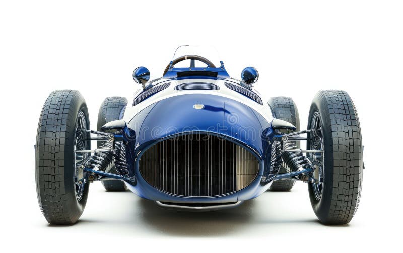 Dynamic Blue Race Car Perspective Isolated on White Background, Stock ...