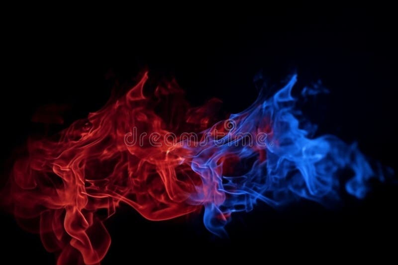 Dynamic Blue and Red Fire in Isolation Against a Black Background Stock ...