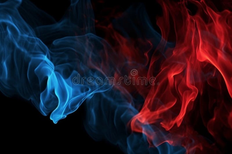 Dynamic Blue and Red Fire in Isolation Against a Black Background Stock ...