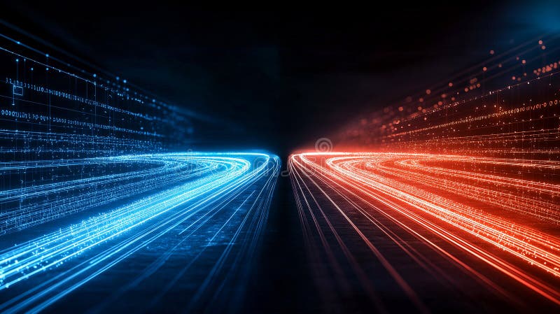 Dynamic Visual Blue Light Beams Representing Speed Technology Stock ...