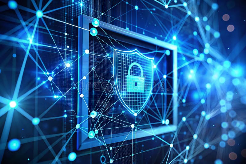 Dynamic Blue Security System HUD Interface a Futuristic Polygon Plexus ...