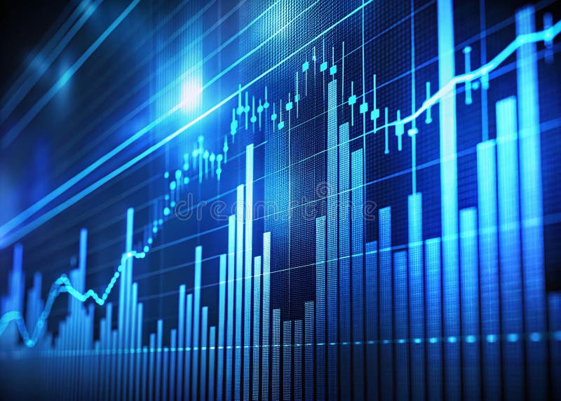 Dynamic Blue Stock Market Chart on a Futuristic Digital Background ...