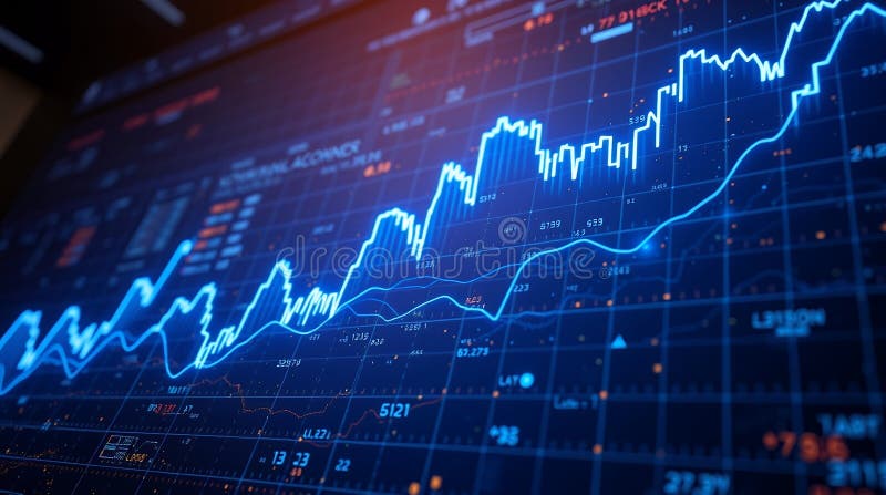 Dynamic Blue Stock Market Chart: Glowing Data Visualization Stock ...