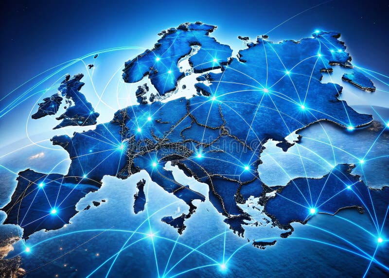 Comprehensive Loopable European Map Detailed Airports Roads and Rail ...