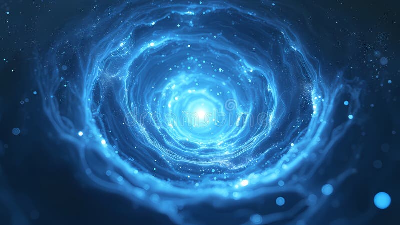 Dynamic Blue Vortex with Radiant Floating Rings Stock Image - Image of ...