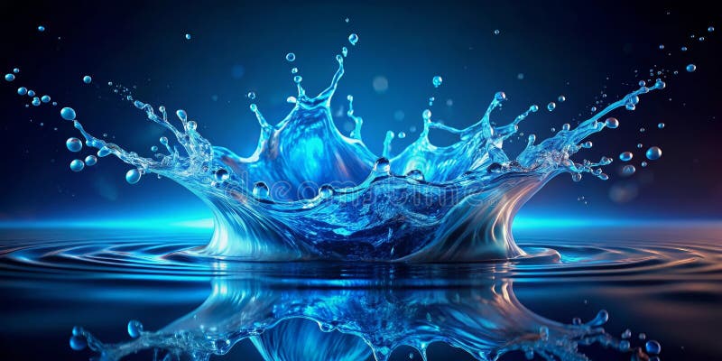 Dynamic Blue Water Splash Crown an Abstract Image of Liquid Motion and ...