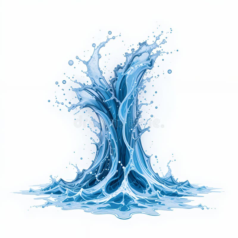 Dynamic Blue Water Splash: High Resolution Digital Illustration Stock ...
