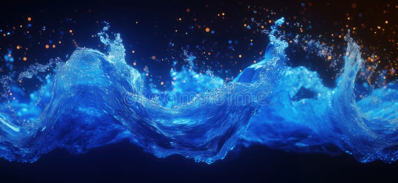 Dynamic Blue Water Splash with Sparkling Droplets and Vibrant Lighting ...