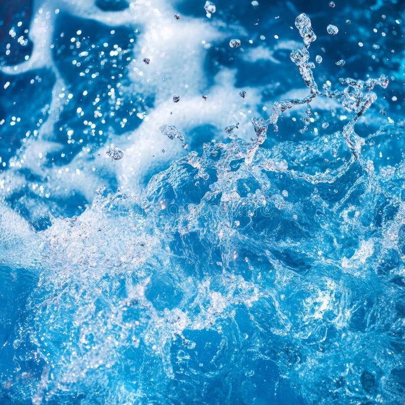 Dynamic Blue Water Splash with Sparkling Droplets and Waves Stock Photo ...